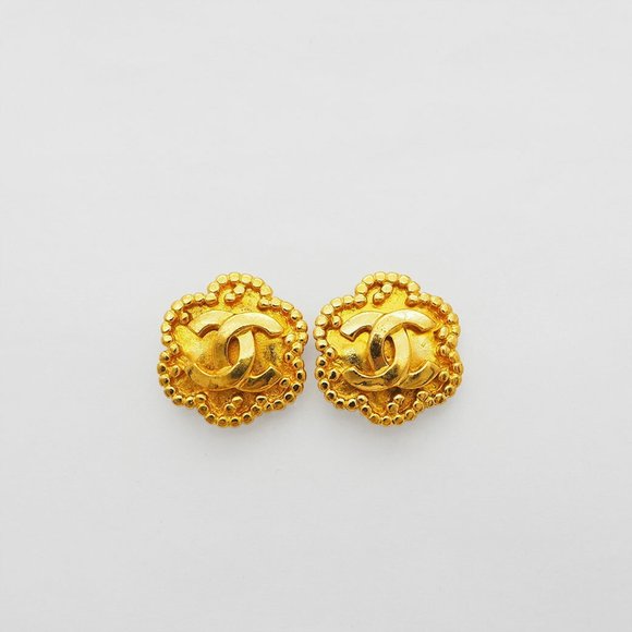 CHANEL | Jewelry | Chanel Gold Coco Earrings 96a Point Frame | Poshmark
